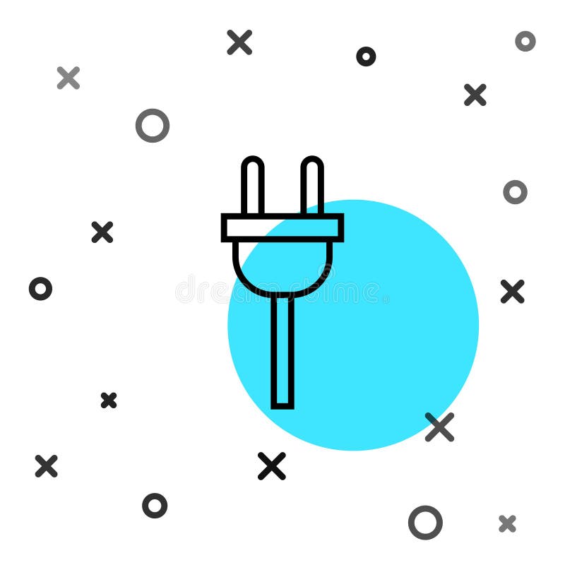 Black Line Electric Plug Icon Isolated on White Background. Concept of ...