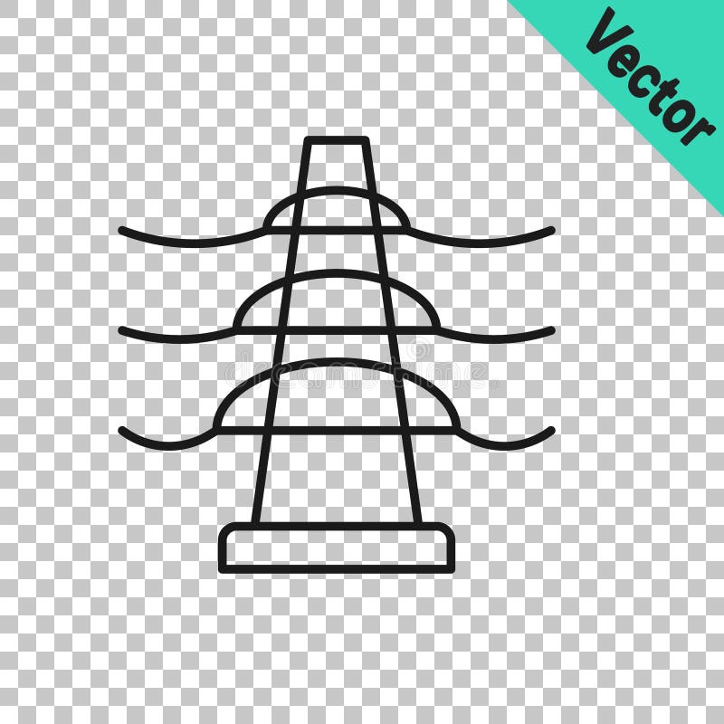 Black Line Electric Tower Used To Support an Overhead Power Line Icon ... Black Line Electric Tower Used To Support an Overhead Power Line Icon ...