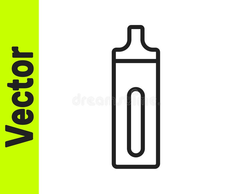 Black Line Electronic Cigarette Icon Isolated on White Background. Vape ...