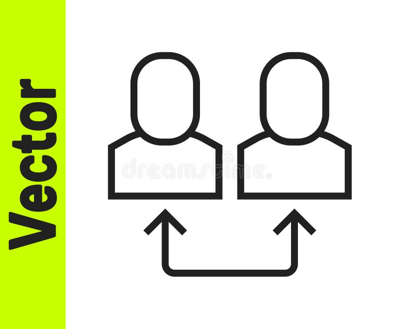 Black Line Exchange Work Icon Isolated on White Background. Information ...