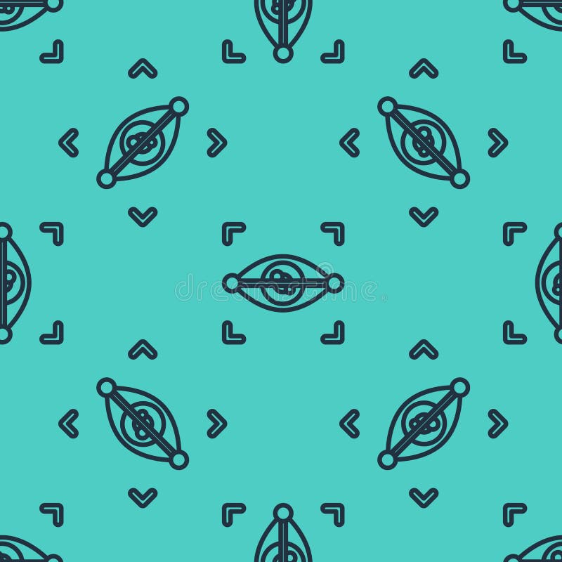 Black Line Eye Scan Icon Isolated Seamless Pattern on Green Background ...