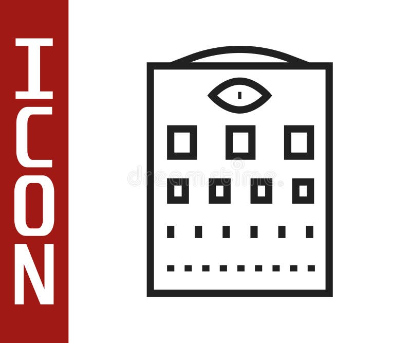 Black Line Eye Test Chart Icon Isolated on White Background. Poster for ...