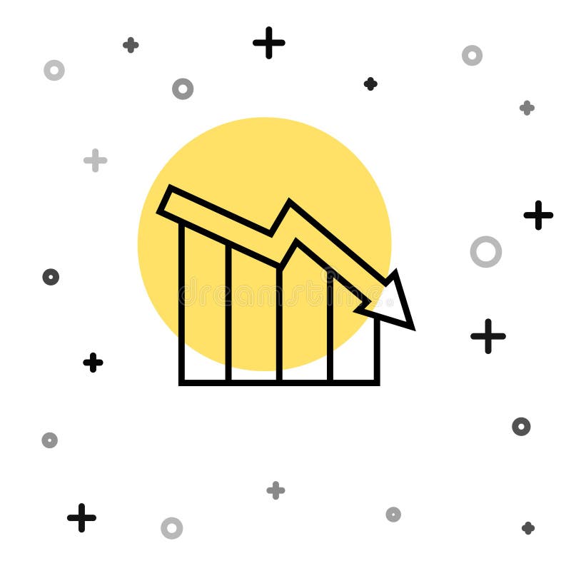 Black Line Financial Growth Decrease Icon Isolated on White Background. Increasing Revenue ...