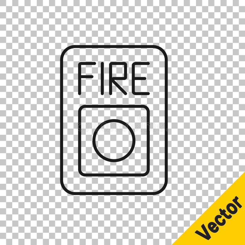 Black Line Fire Alarm System Icon Isolated on Transparent Background ...