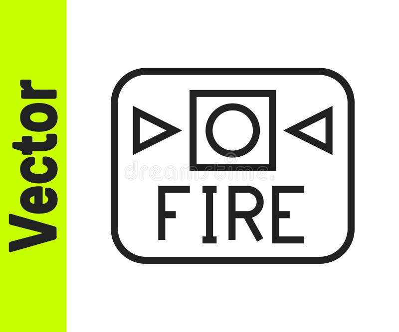 Black Line Fire Alarm System Icon Isolated on White Background. Pull ...