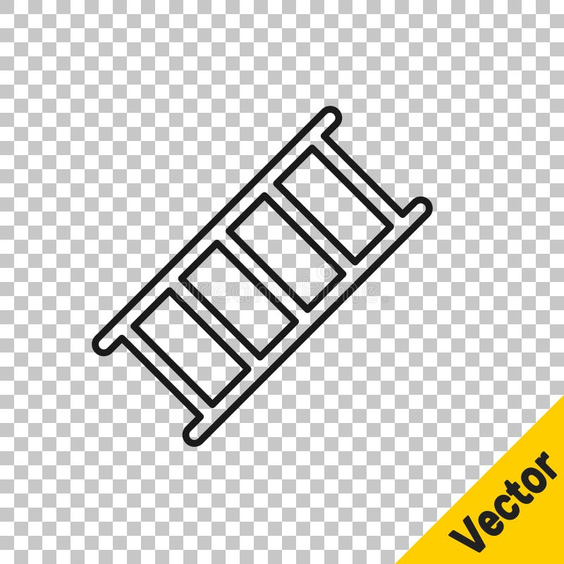 Black Line Fire Escape Icon Isolated on Transparent Background. Pompier ...