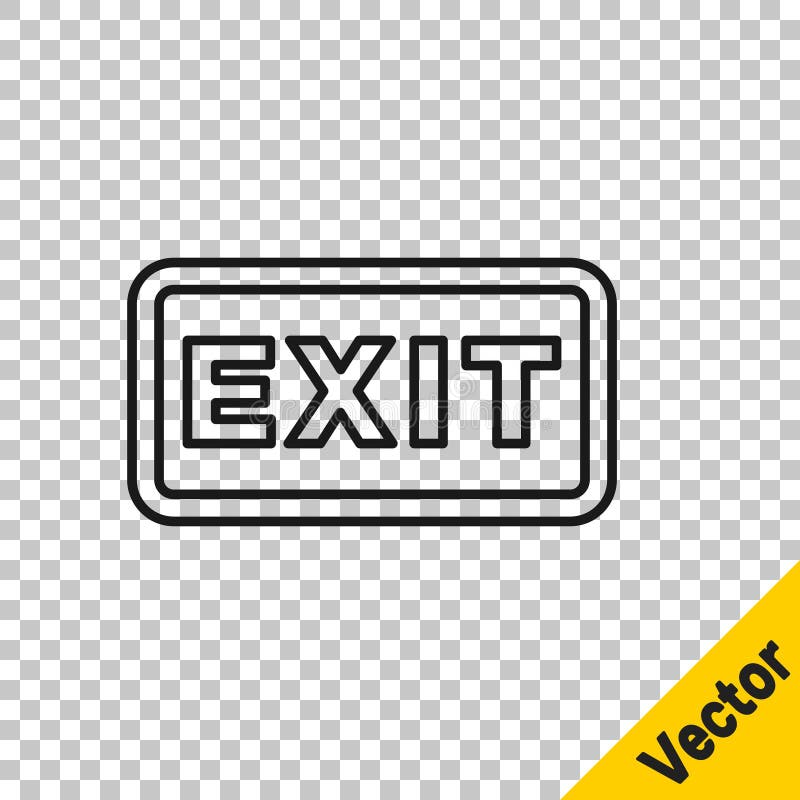 Black Line Fire Exit Icon Isolated on Transparent Background. Fire ...