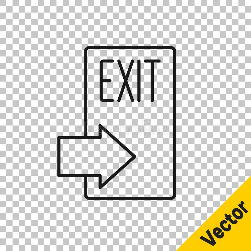 Black Line Fire Exit Icon Isolated on Transparent Background. Fire ...