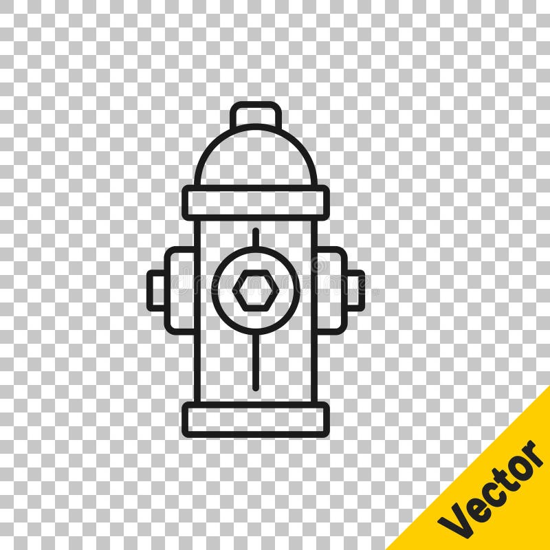 Black Line Fire Hydrant Icon Isolated on Transparent Background. Vector ...