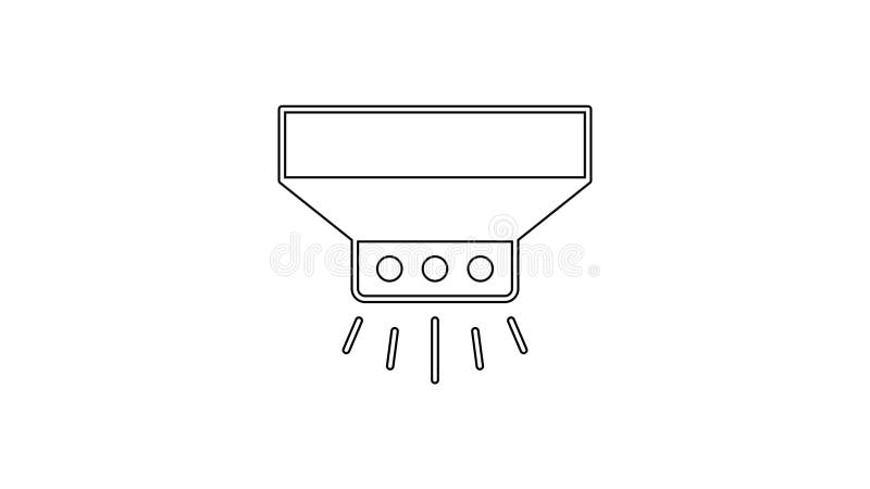 Black Line Fire Sprinkler System Icon Isolated on White Background ...