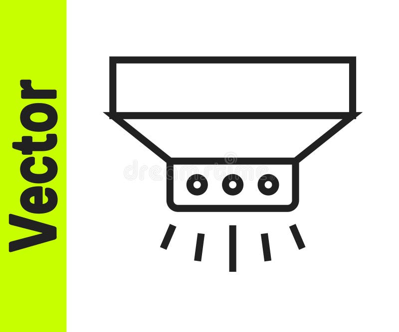 Black Line Fire Sprinkler System Icon Isolated on White Background ...