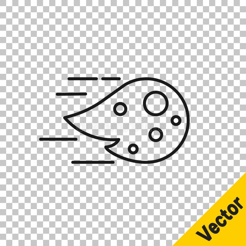 Black Line Fireball Icon Isolated on Transparent Background. Vector ...