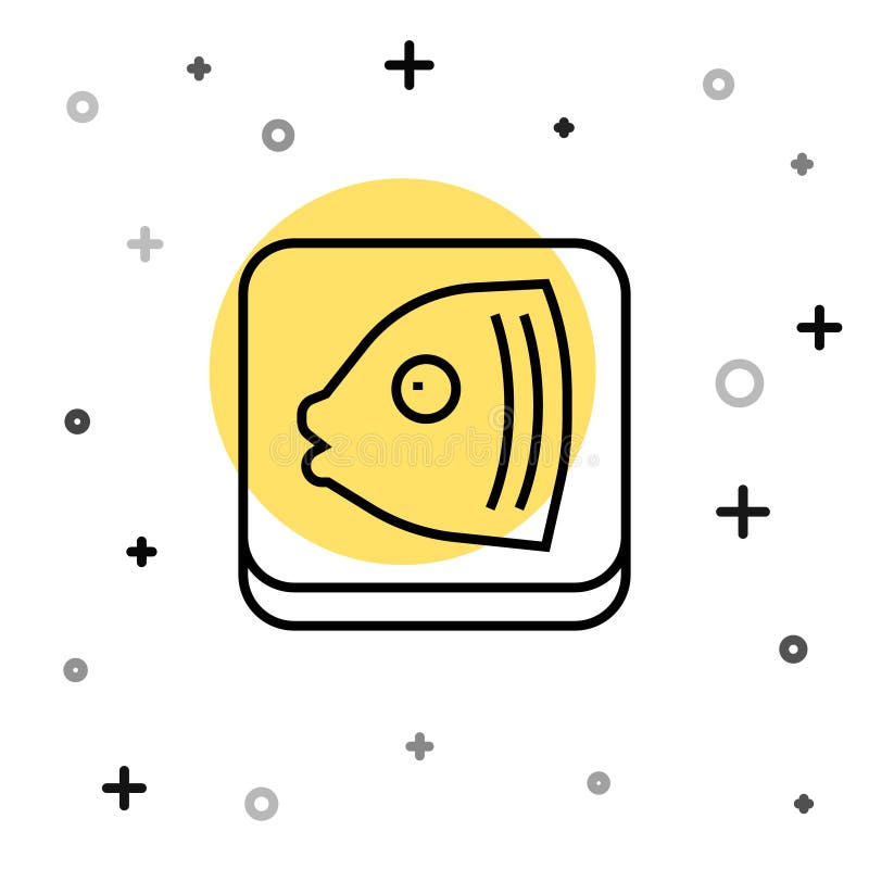 Black Line Fish Head Icon Isolated on White Background. Random Dynamic ...