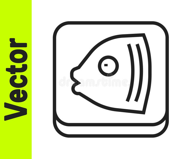 Black Line Fish Head Icon Isolated on White Background. Vector Stock ...