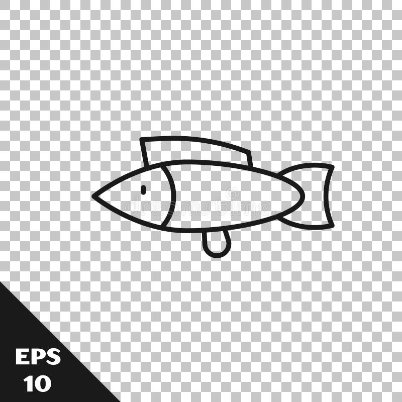 Black Fish Icon Isolated on Transparent Background. Vector Stock Vector ...