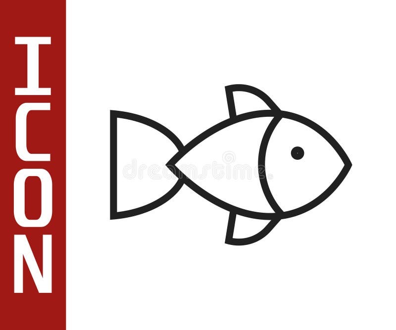 Black Line Fish Icon Isolated on White Background. Vector Stock Vector ...