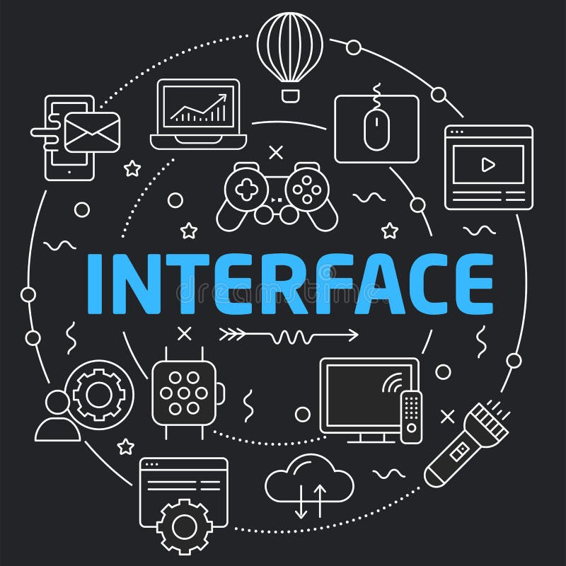 Black Line Flat Circle Illustration Interface Stock Vector ...