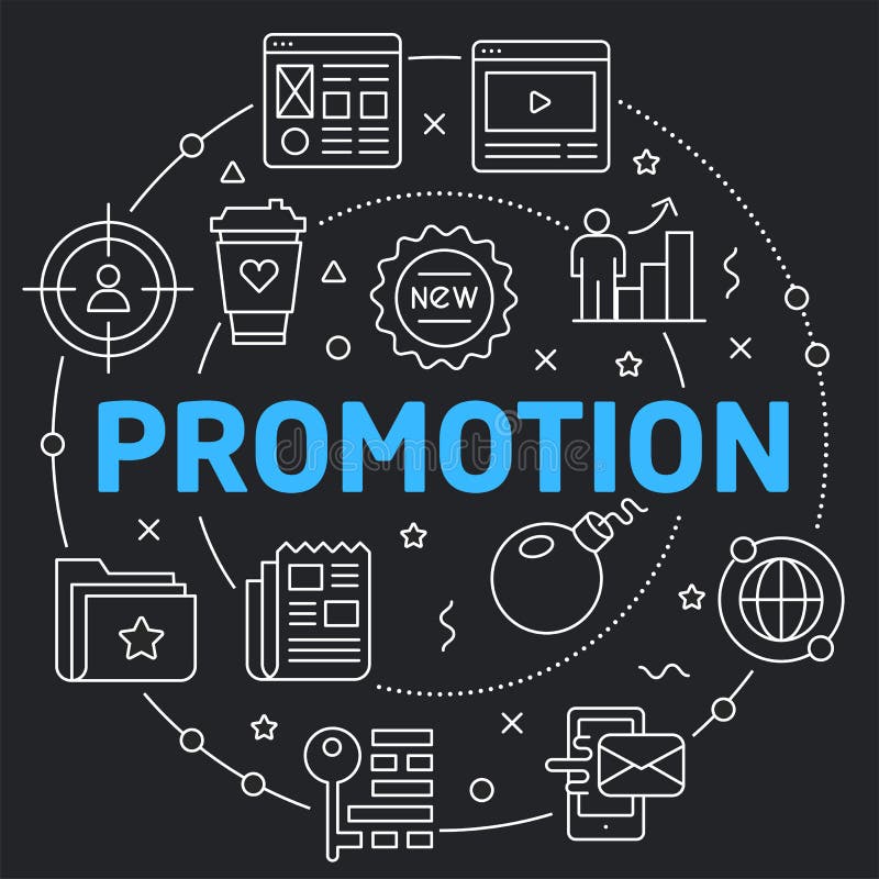 Black Line Flat Circle Illustration Promotion Stock Vector ...