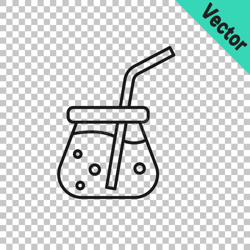 Black Line Fresh Smoothie Icon Isolated on Transparent Background ...