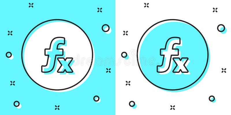 Black Line Function Mathematical Symbol Icon Isolated on Green and ...