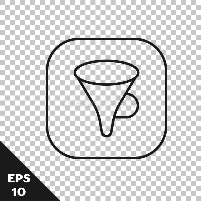 Black Funnel or Filter Icon Isolated on Transparent Background. Vector ...