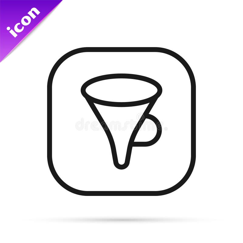 Black Funnel or Filter Icon Isolated on Transparent Background. Vector ...