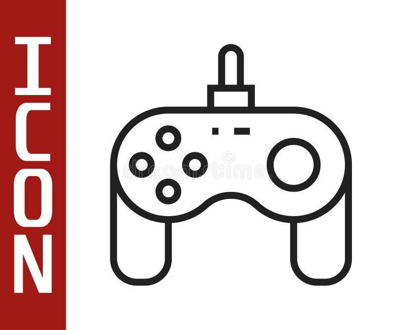 Black Line Gamepad Icon Isolated on White Background. Game Controller ...