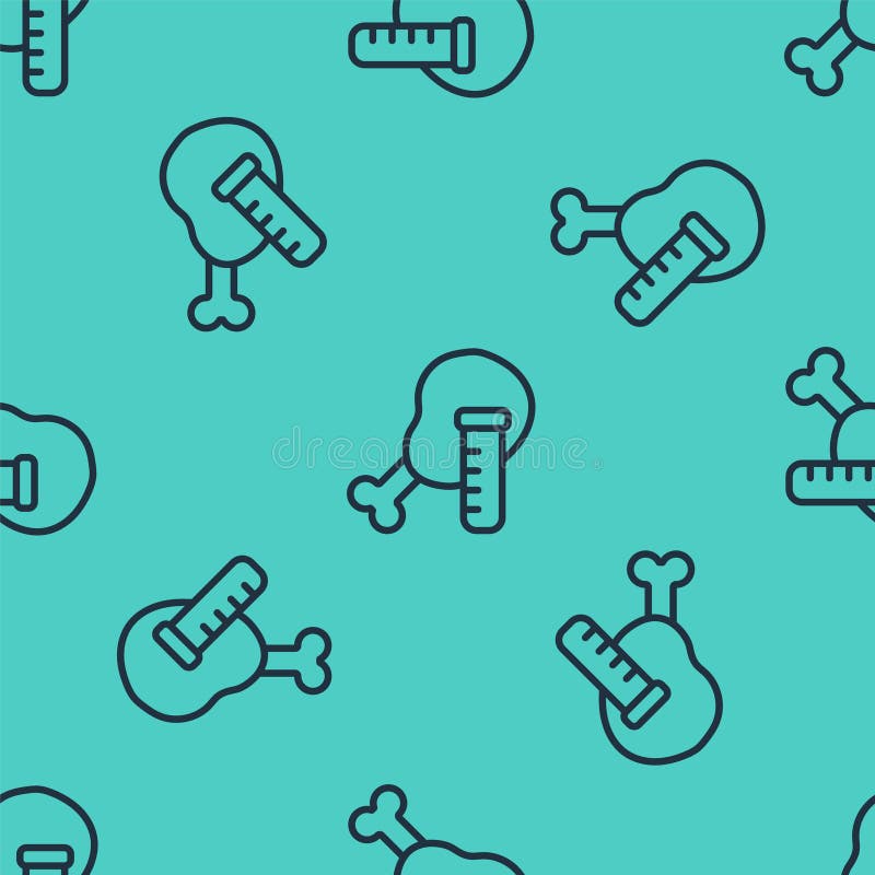 Black Line Genetically Modified Chicken Icon Isolated Seamless Pattern ...