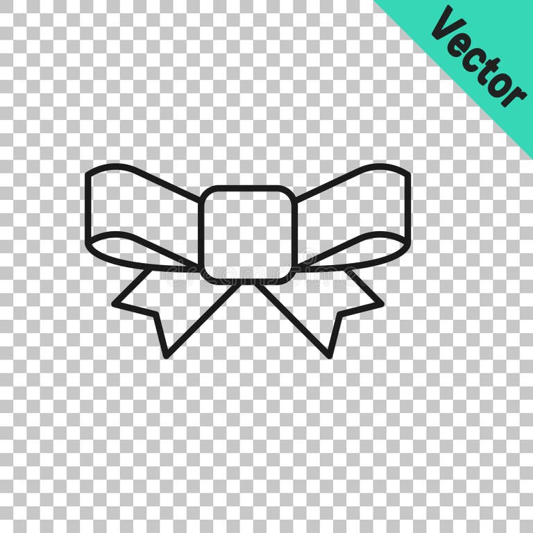 Black Line Gift Bow Icon Isolated on Transparent Background. Vector ...