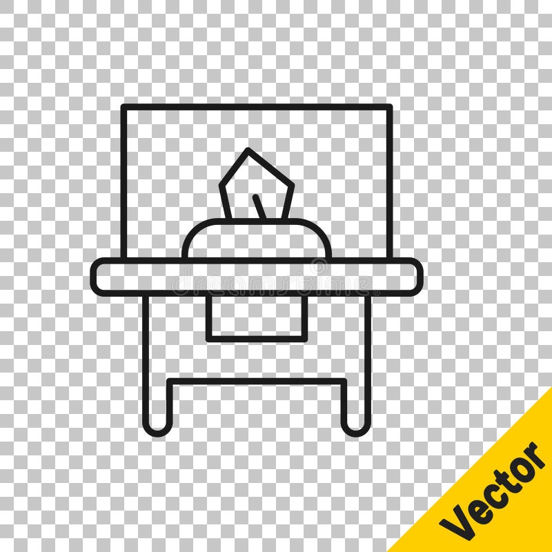 Black Line Glass Showcase for Exhibit Icon Isolated on Transparent ...