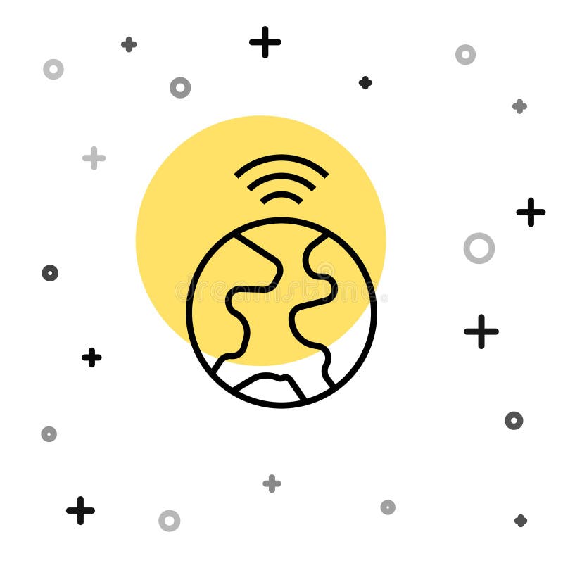 Black Line Global Technology or Social Network Icon Isolated on White ...