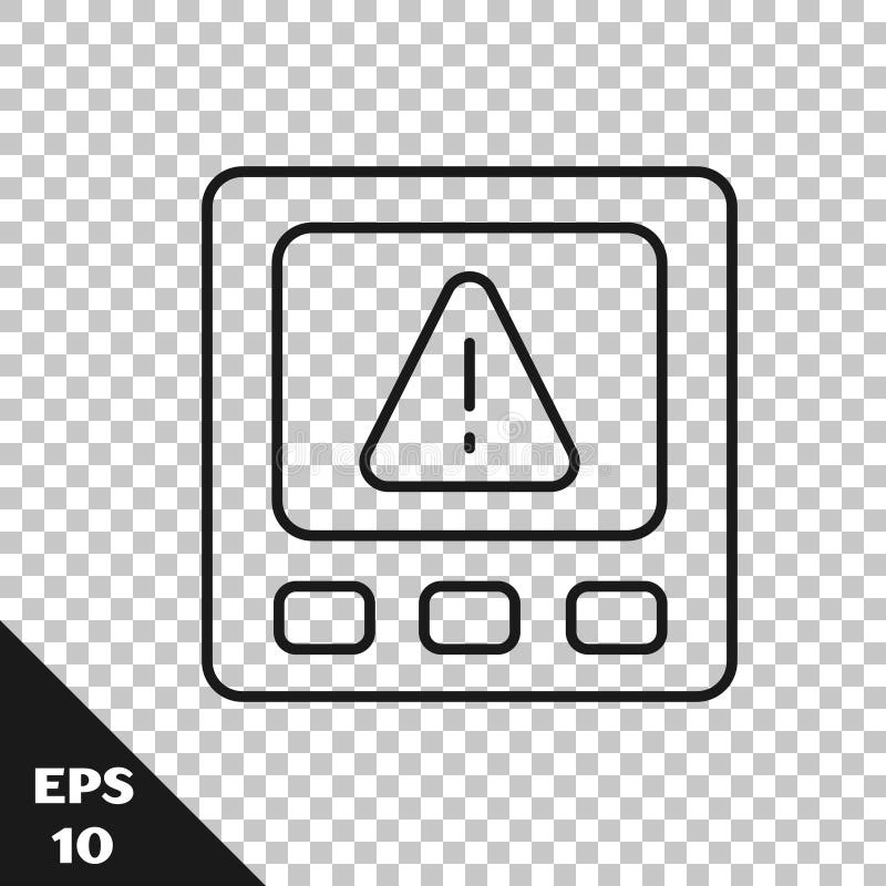 Black Line Gps Device Error Icon Isolated on Transparent Background ...