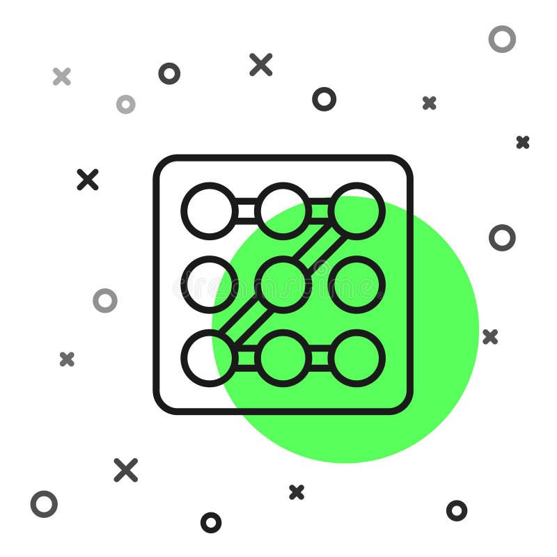 Black Line Graphic Password Protection and Safety Access Icon Isolated ...