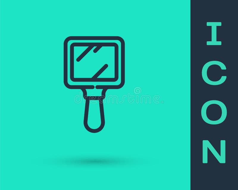 Black Line Hand Mirror Icon Isolated on Green Background. Vector Stock ...