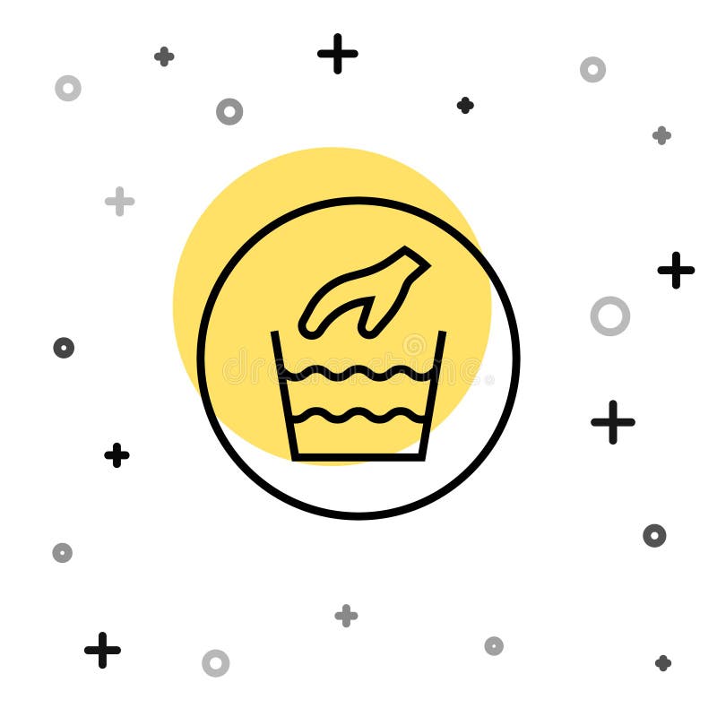 Black Line Hand Wash Laundry Icon Isolated on White Background. Random ...