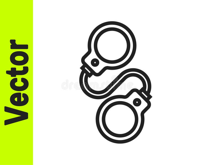 Black Line Handcuffs Icon Isolated on White Background. Vector Stock ...