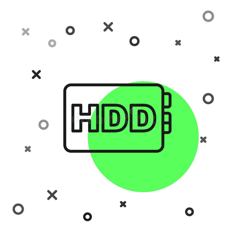 Line Hard Disk Drive HDD Icon Isolated on White and Black Background. Colorful Outline Concept ...