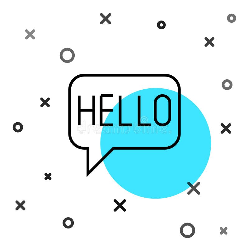 Black Line Hello in Different Languages Icon Isolated on White ...
