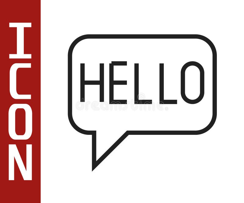 Black Line Hello in Different Languages Icon Isolated on White ...