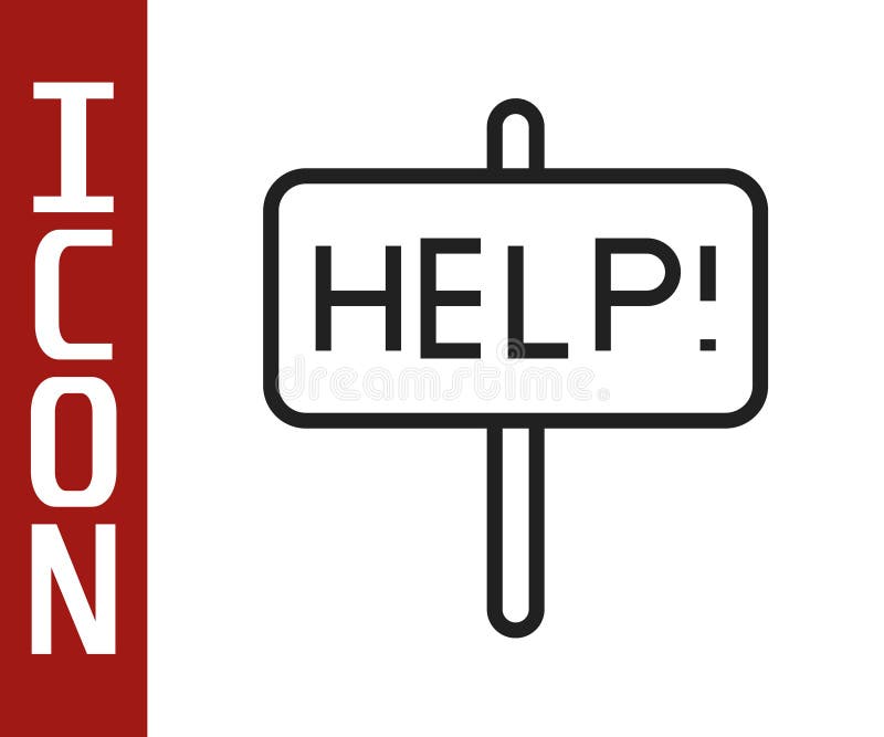 Black Line Help Icon Isolated on White Background. Vector Stock Vector ...