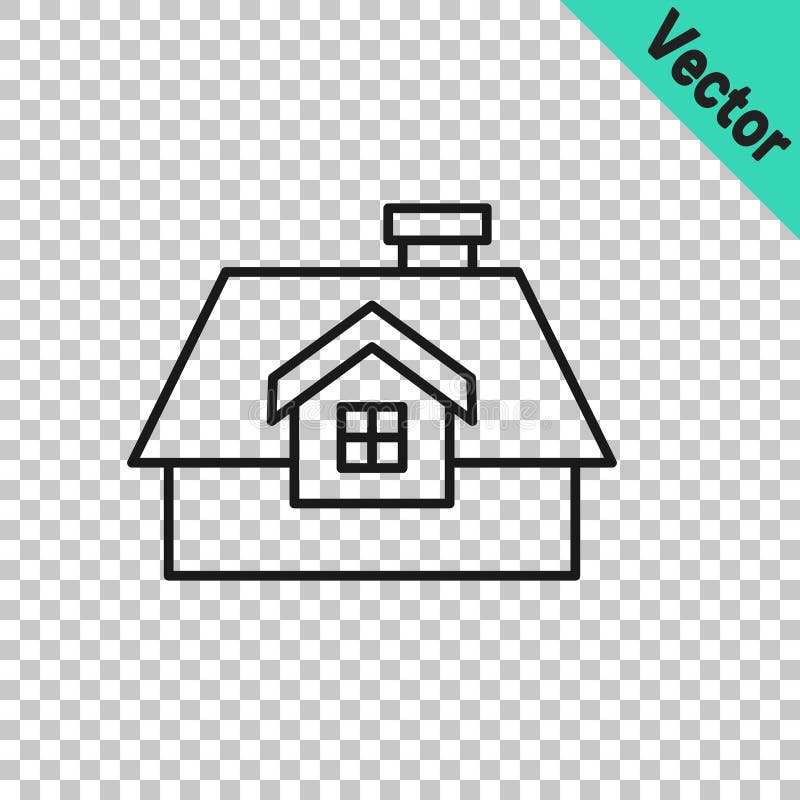 Black Line House Icon Isolated on Transparent Background. Home Symbol ...