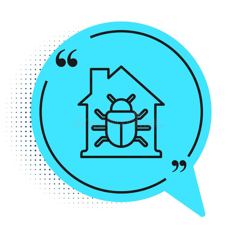 Black Line House System Bug Concept Icon Isolated on White Background ...