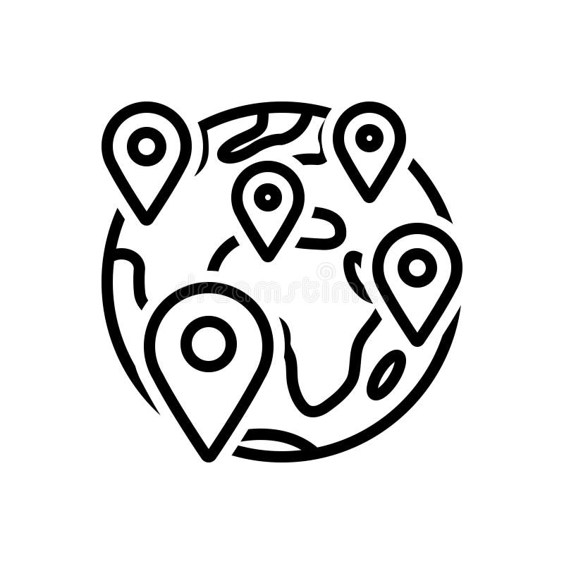 Black Line Icon for Anywhere, Somewhere and Anytime Stock Illustration ...