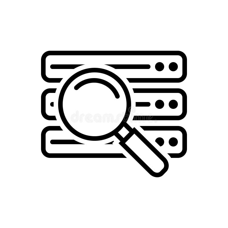 Black Line Icon for Data Find, Database and Search Stock Vector ...