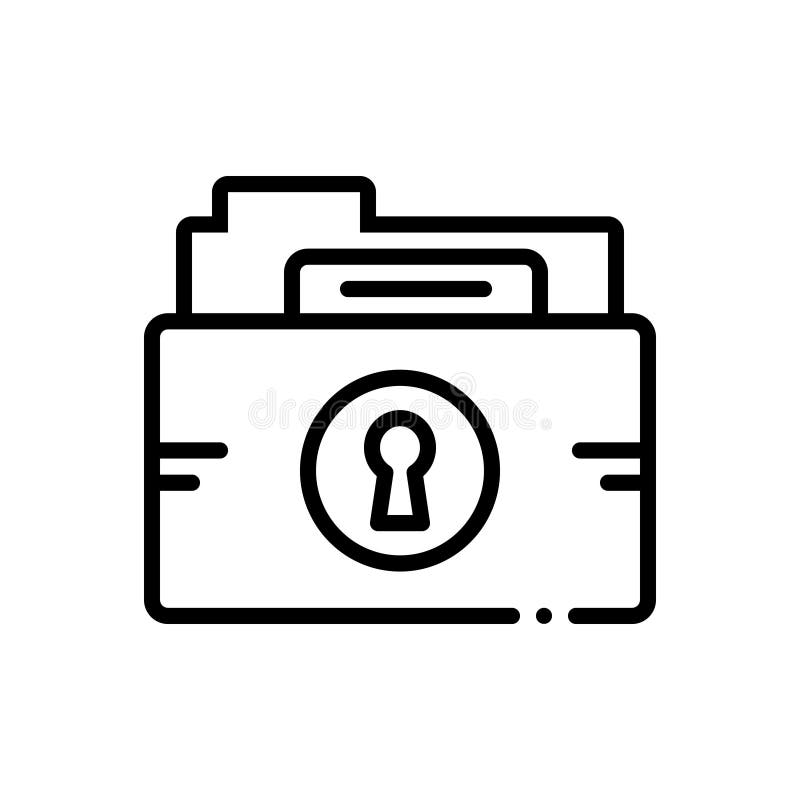 Black Line Icon for Folder, Protection and Privacy Stock Vector ...