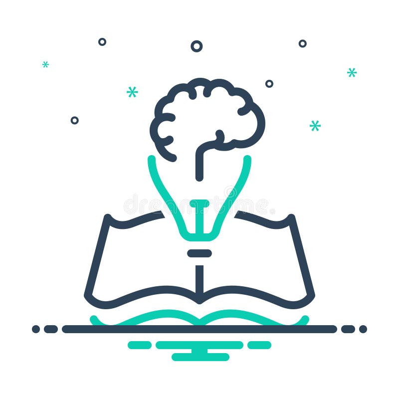 Mix Icon for Knowledge, Book and Brain Stock Illustration ...