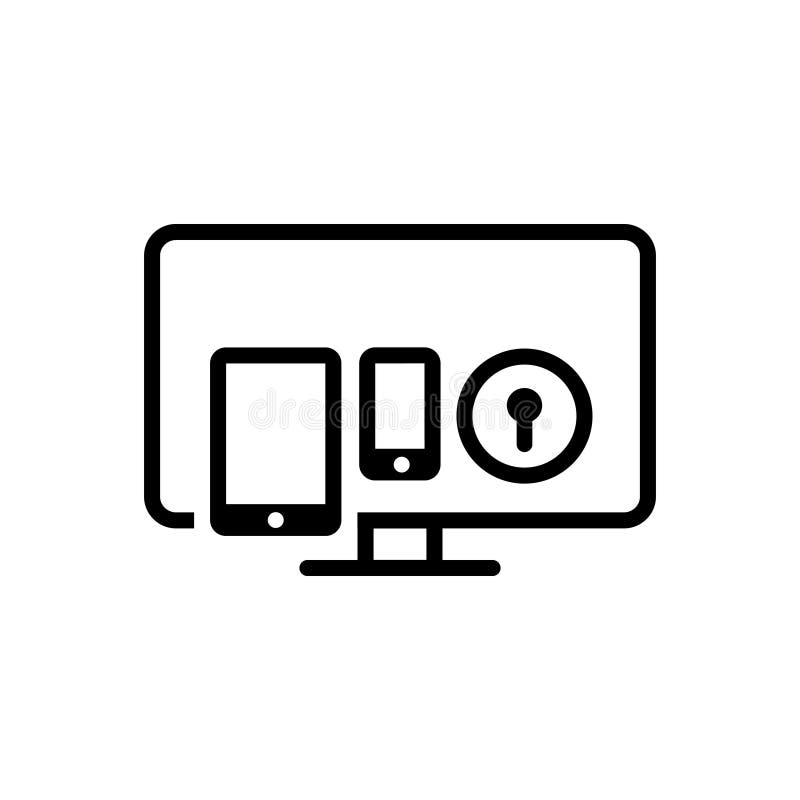 Black Line Icon for Multi, Secure and Device Stock Vector ...