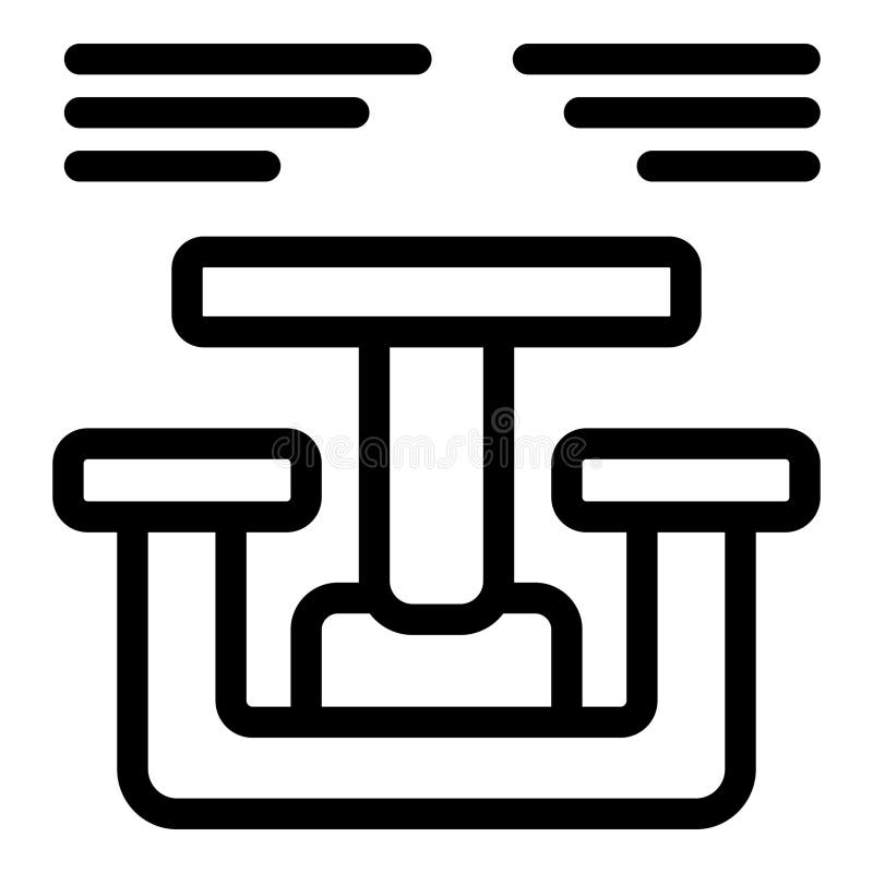 Black Line Icon of Outdoor Table and Benches Under Sunshade Stock ...