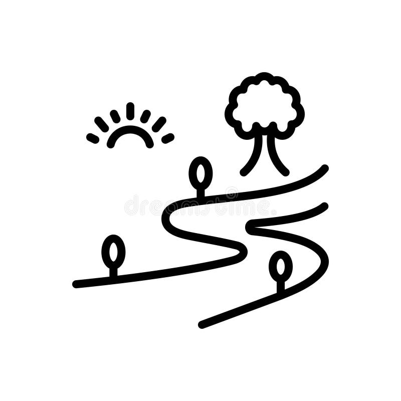 Black Line Icon for Path, Tree and Nature Stock Vector - Illustration ...