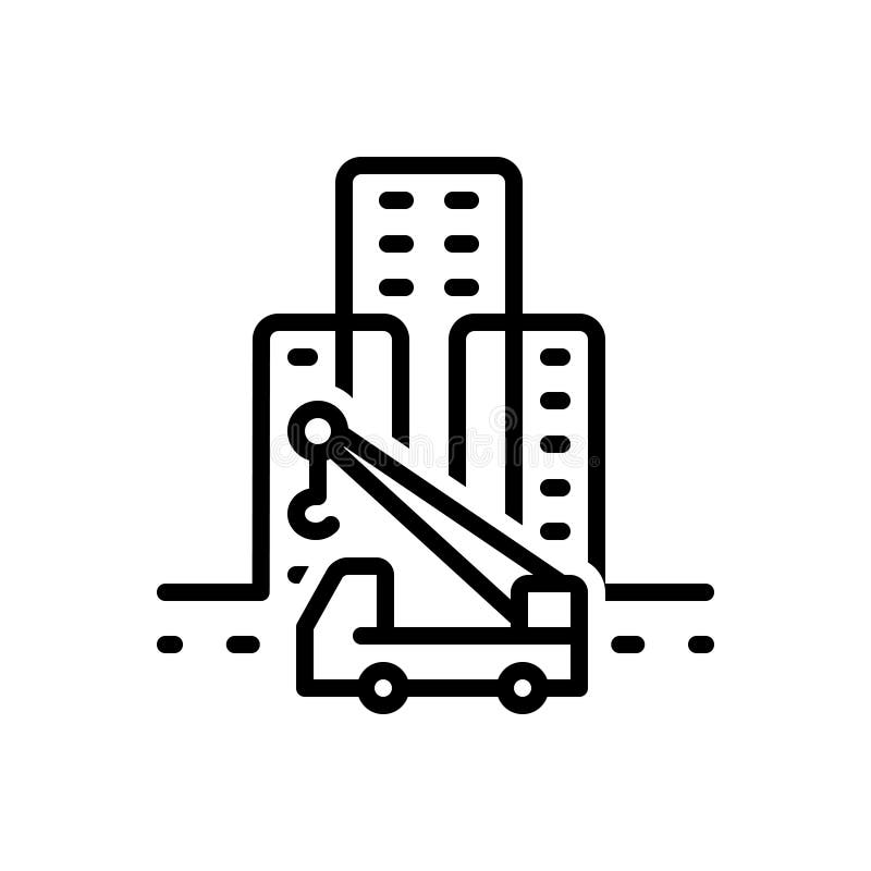 Black Line Icon for Prefab, Architectural and Cityscape Stock Vector ...